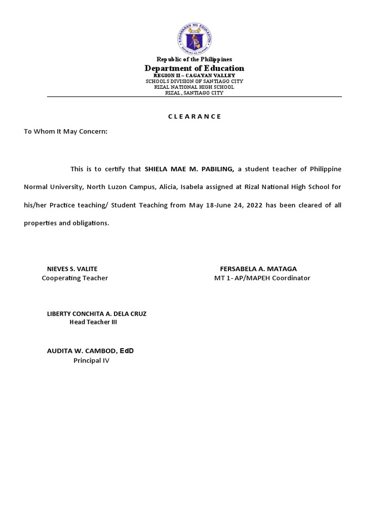 Department of Education: Clearance | PDF | Public Administration ...