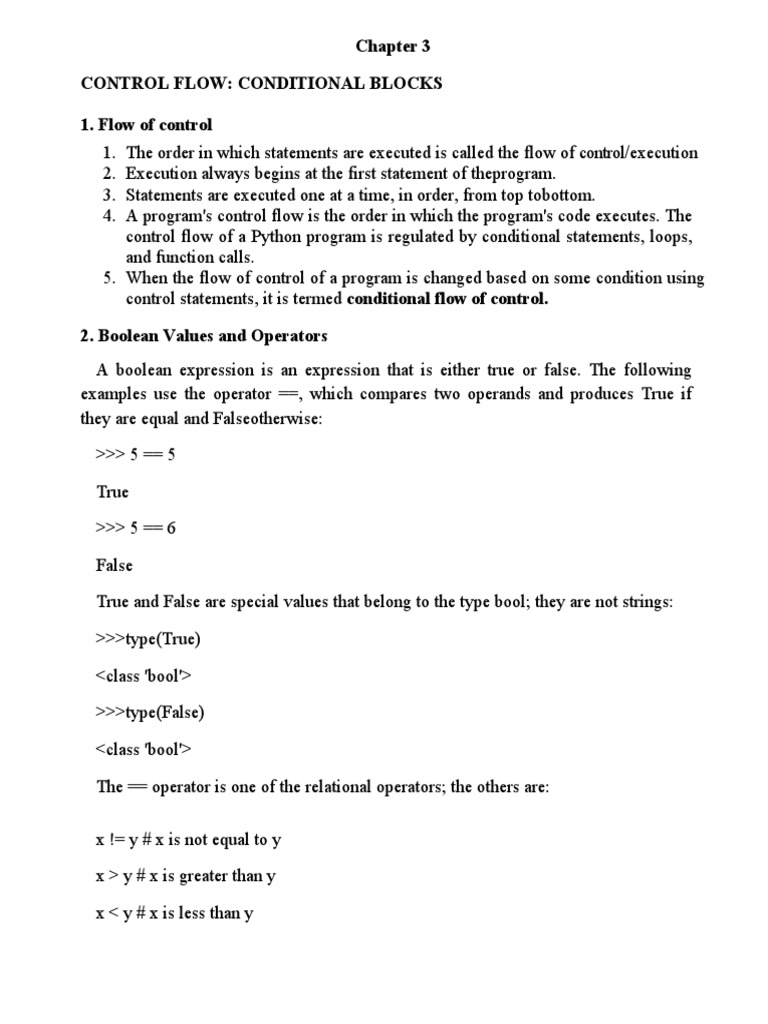 Control Flow: Conditional Blocks 1. Flow of Control | PDF | Boolean Data Type | Control Flow