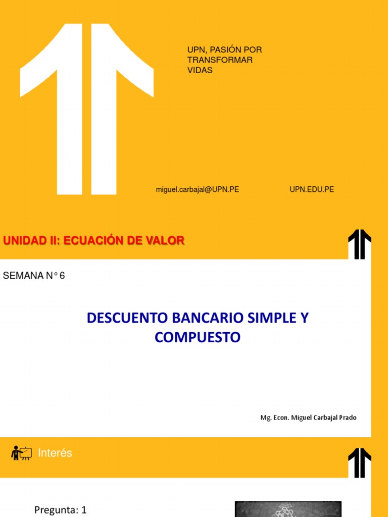 Descuento Bancario: Simple y Compuesto | PDF | Bancos | Interés