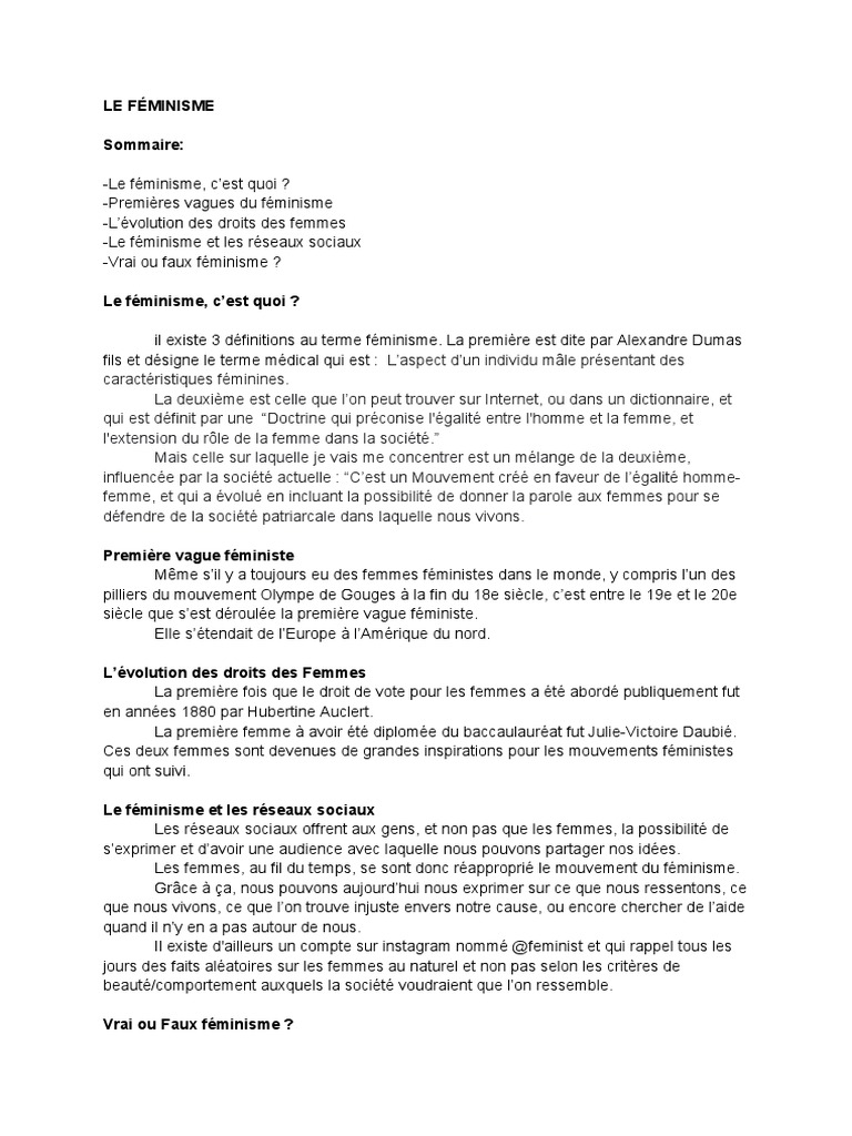 Évolution du féminisme et ses enjeux | PDF | Études des genres | Féminisme