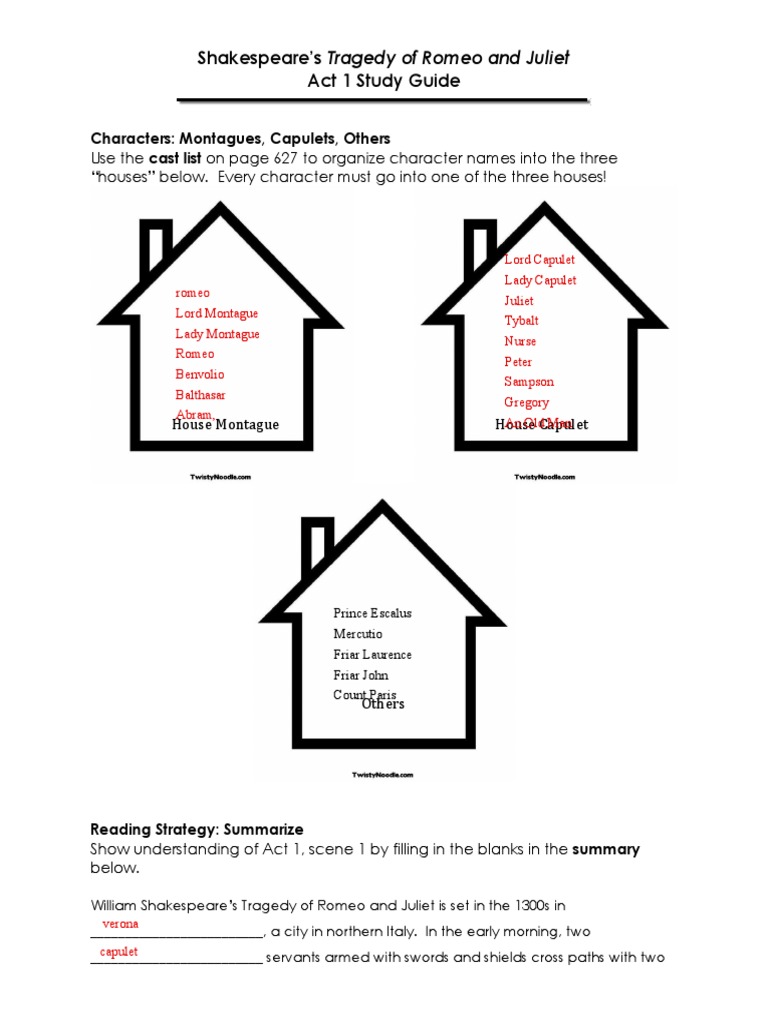 Kami Export - - R&J Act 1 Handout | PDF | Characters In Romeo And Juliet | Romeo And Juliet