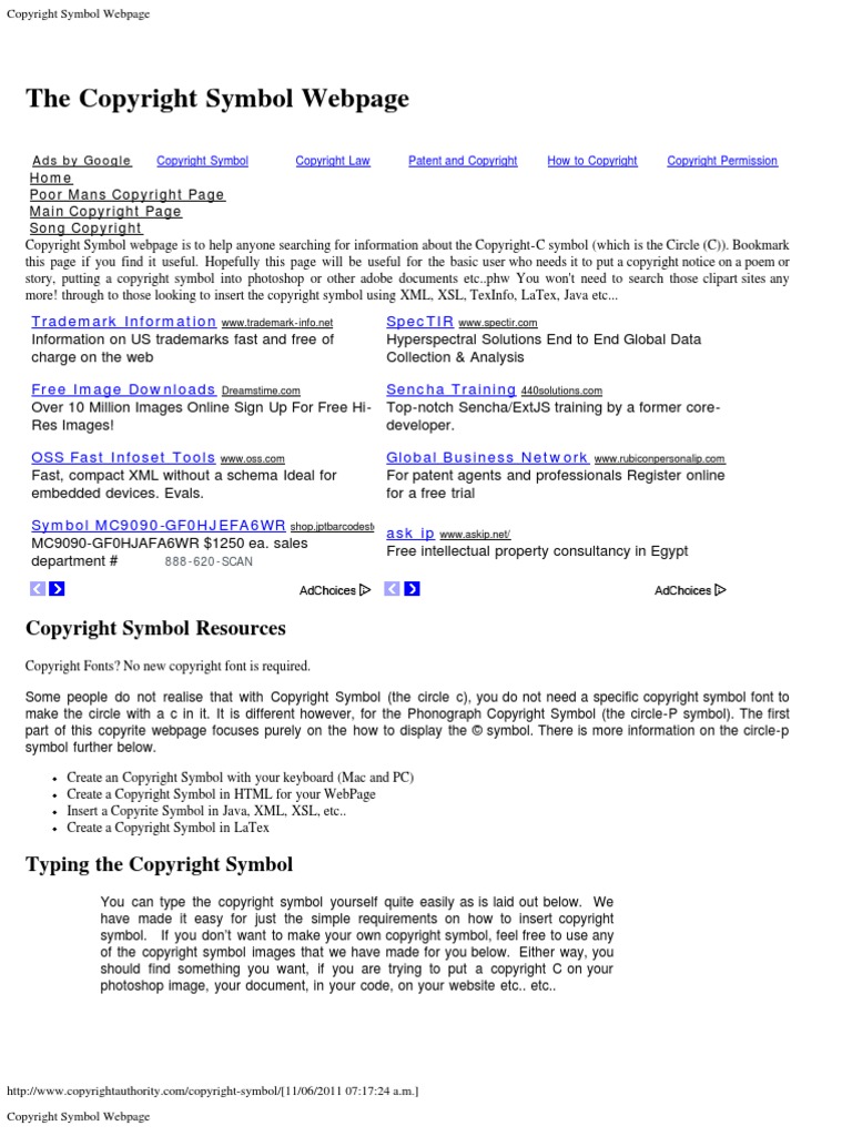 Copyright Symbol Webpage | PDF | Web Page | Copyright