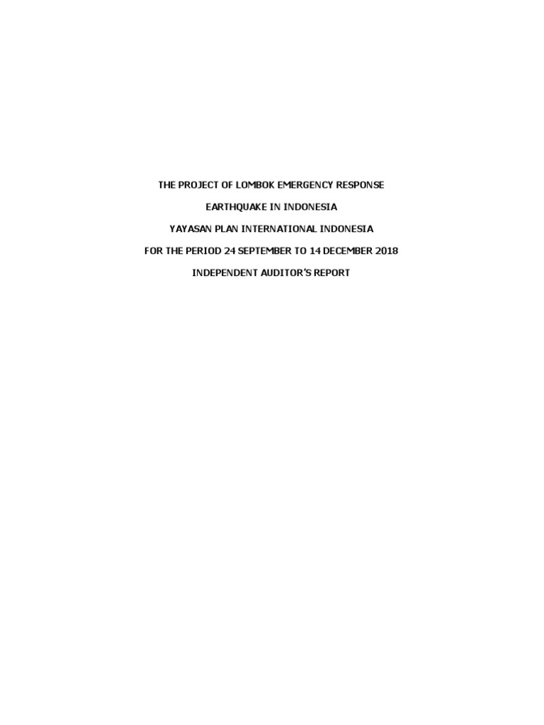 Audit Report - Plan Indonesia - HKNO - 020919 | Download Free PDF ...