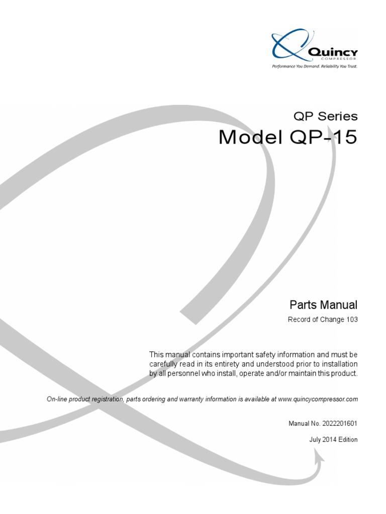 Quincy QP15 | PDF | Pipe (Fluid Conveyance) | Piston