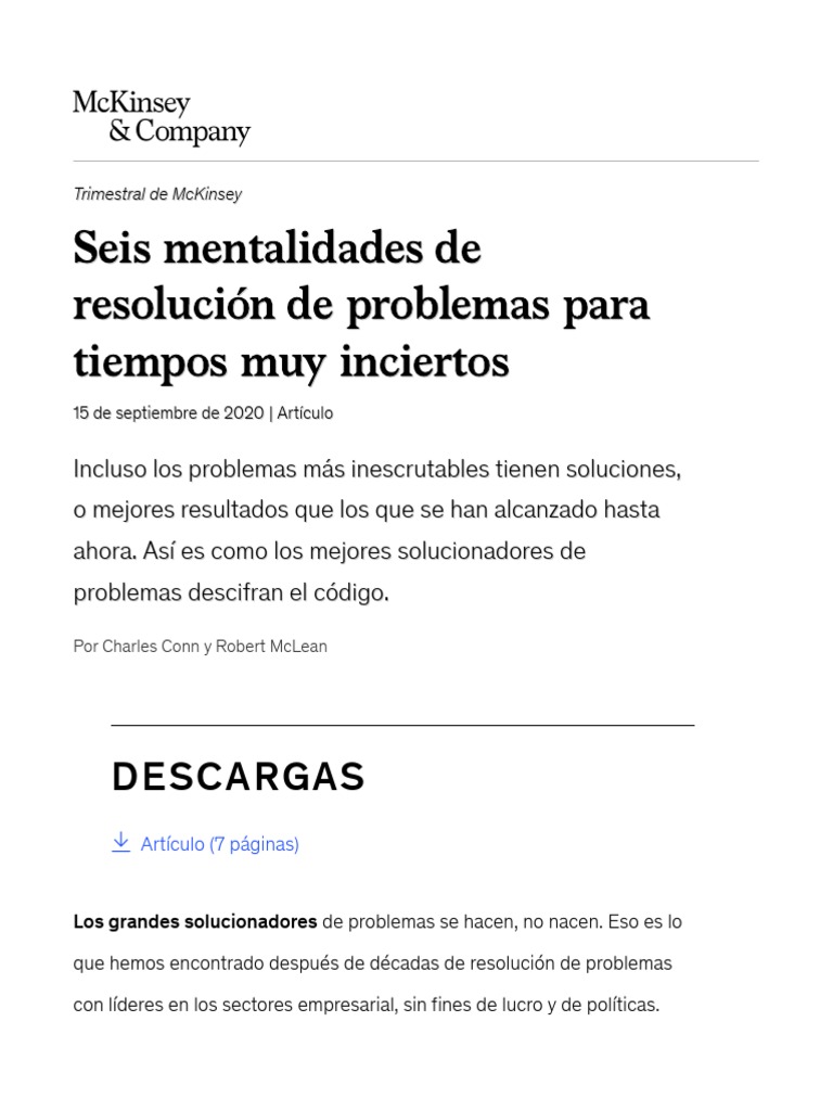 Resolución de Problemas de Negocios - McKinsey | PDF | Percepción ...