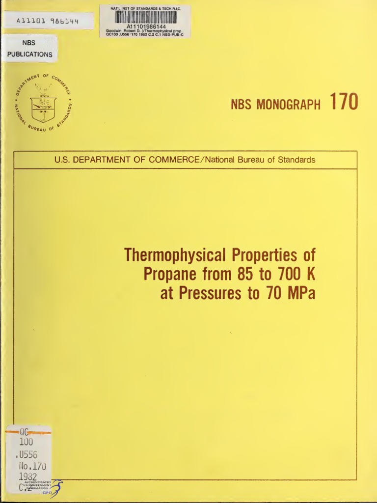 Thermophysical Properties of Propane, National Bureau of Standars. | PDF | Enthalpy | Engineering