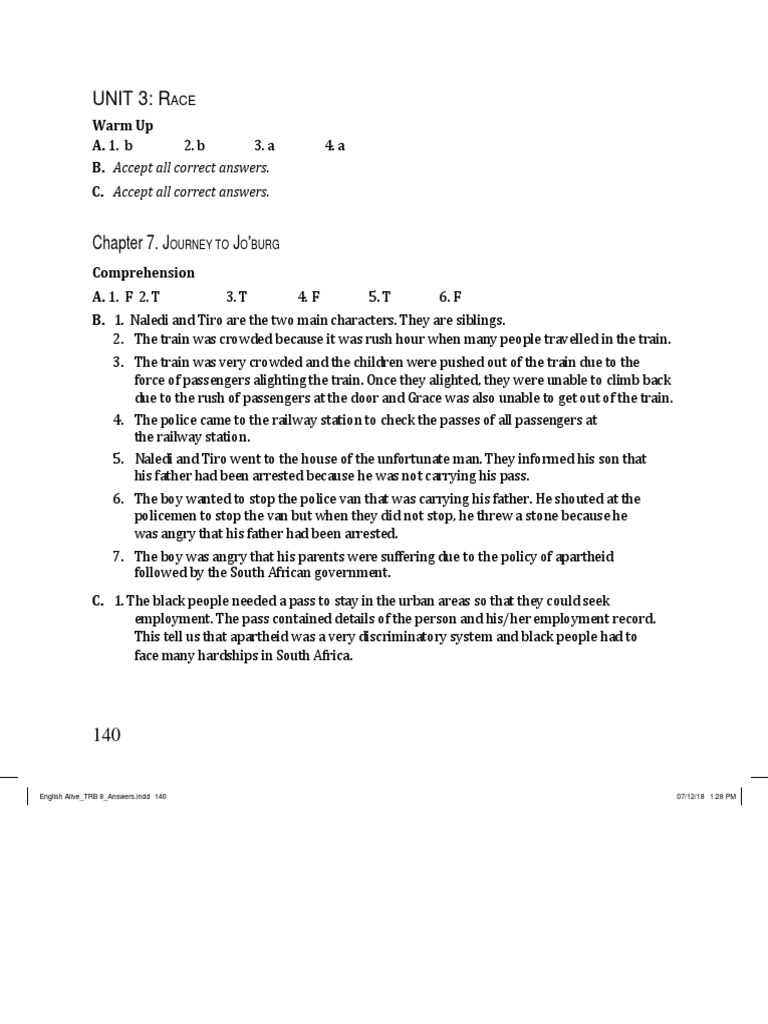 Answer Key-Coursebook-Unit3&4 | Download Free PDF | Slavery