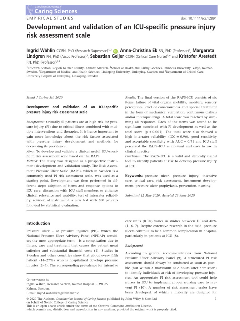 Development and Validation of An ICU-specific Pressure Injury Risk ...