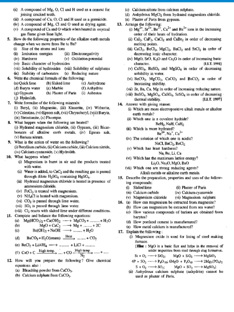 Alkaline Earth Metals | PDF