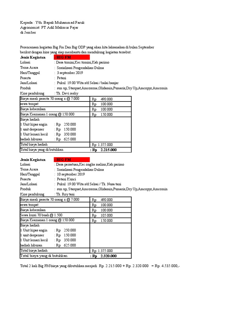 Surat Tanda Terima Proposal Kegiatan | PDF
