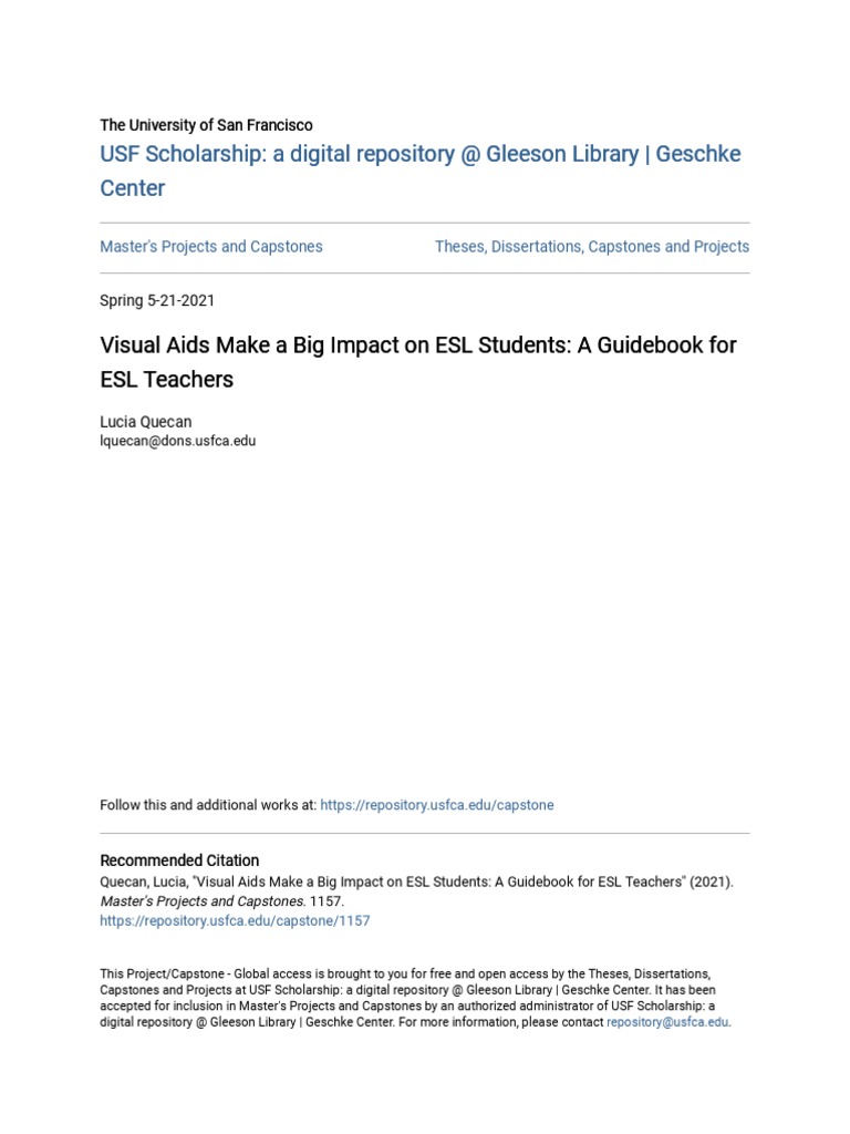 Visual Aids Make A Big Impact On ESL Students - A Guidebook For ES | PDF | Second Language ...