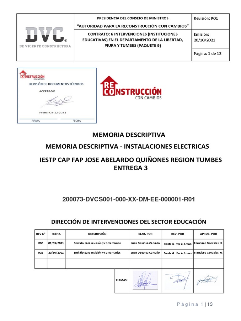 Memoria Descriptiva Instalaciones Electricas | PDF | Ingenieria Eléctrica | Relámpago