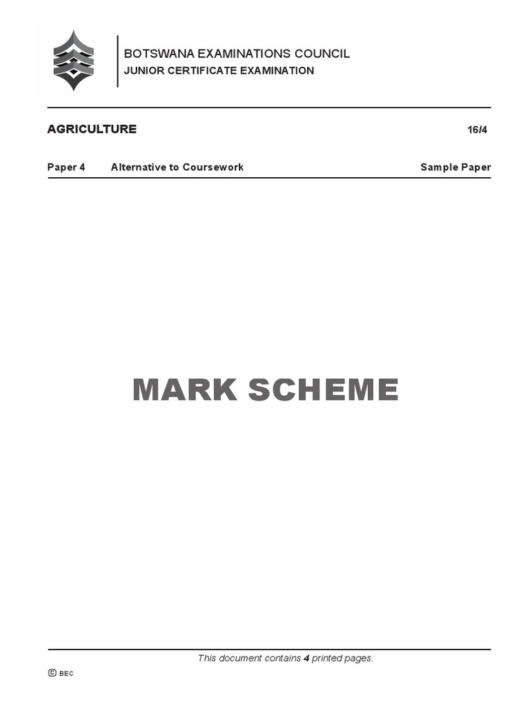 2016 JCE Agric Paper 4 Markscheme Compressed | PDF | Mulch | Soil