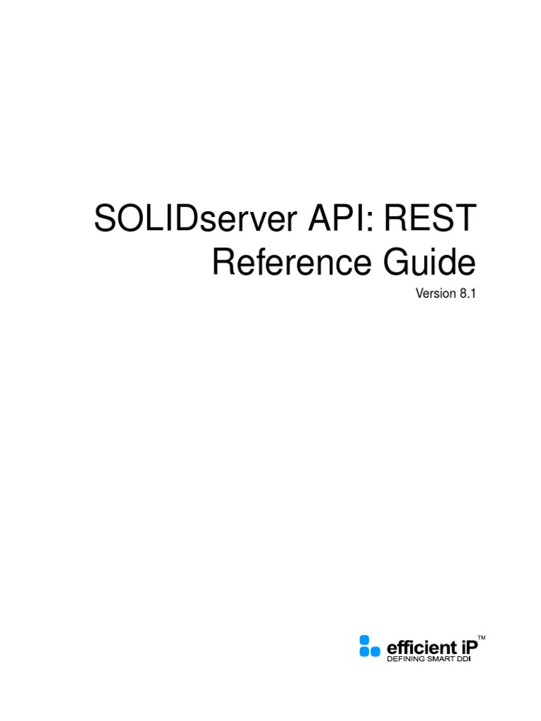 Solidserver Api: Rest Reference Guide | PDF | Internet Protocols | Computing