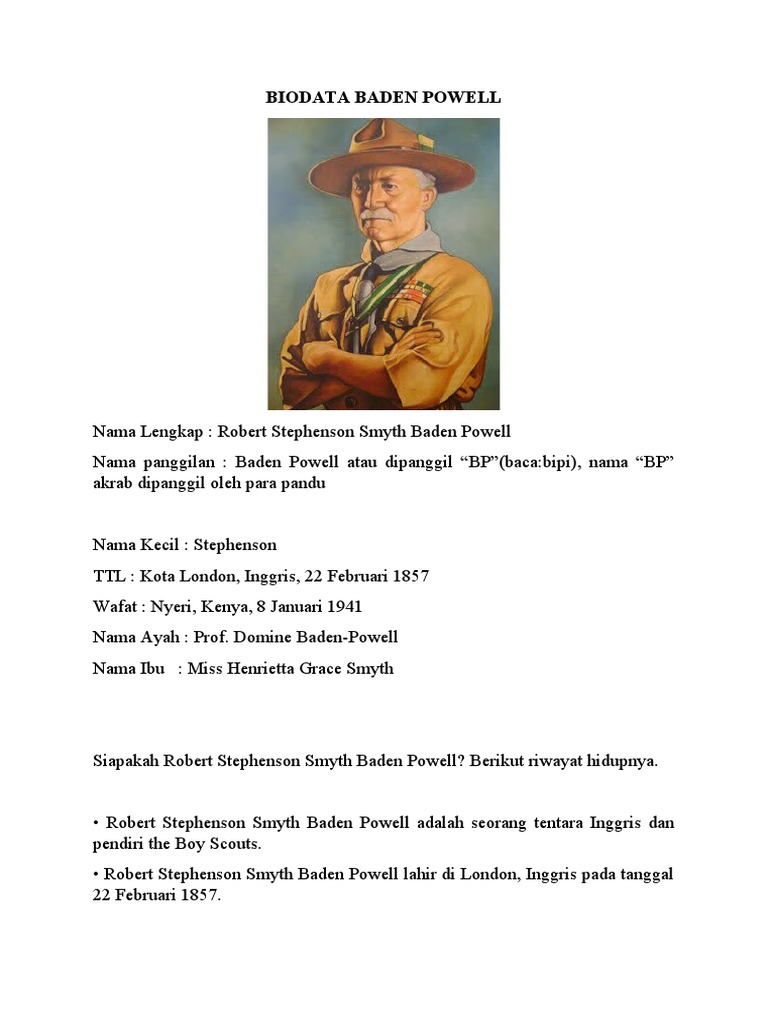 Biodata Lengkap Baden Powell | PDF | Sejarah