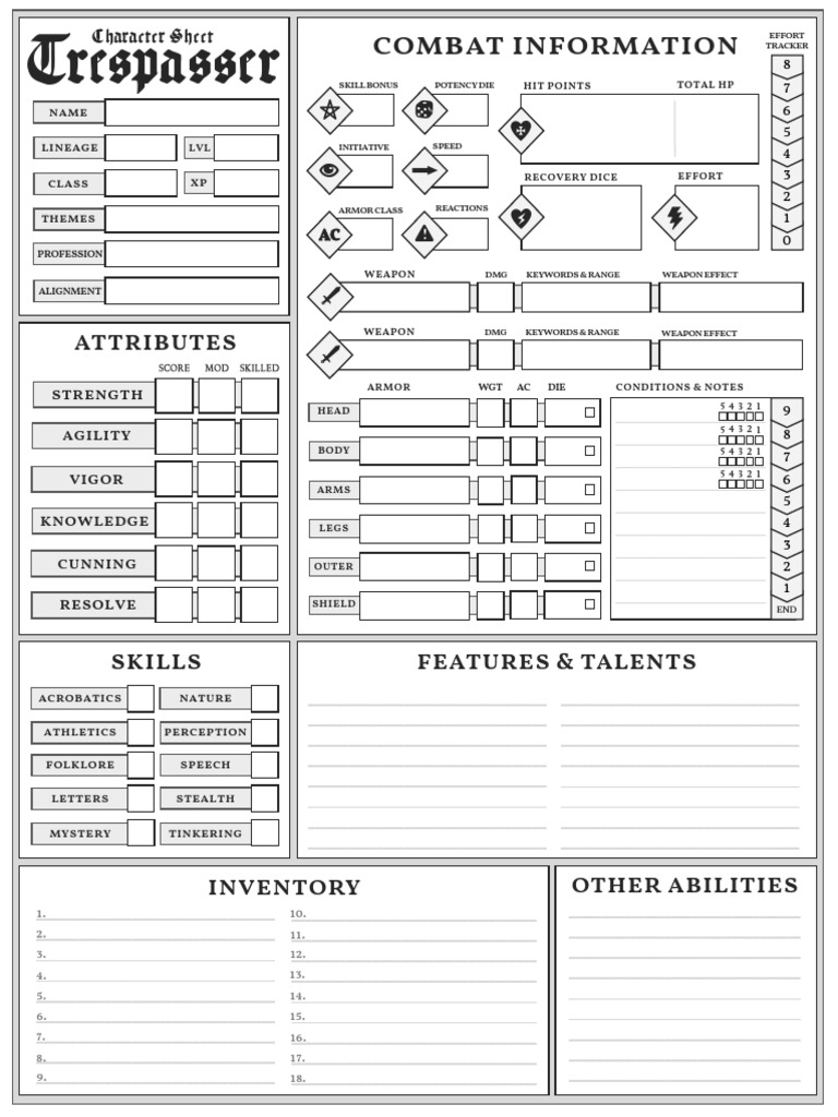 RPG Character Sheet Elements | PDF | Leisure Activities | Entertainment