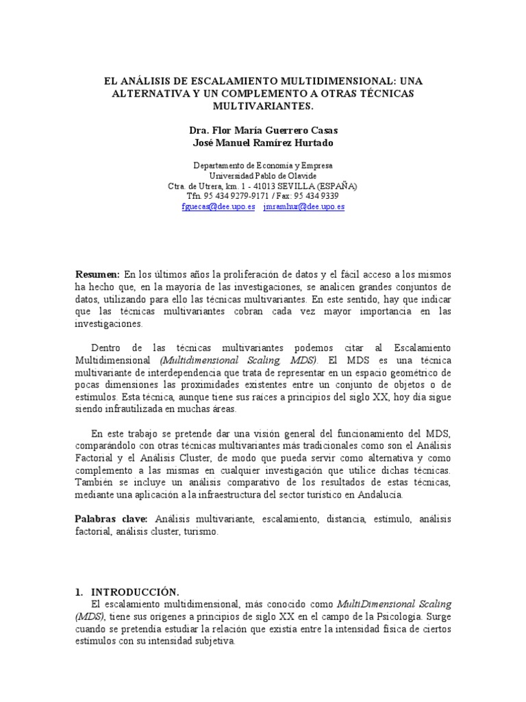 Análisis de Escalamiento Multidimensional | PDF | Métodos y materiales de enseñanza | Informática