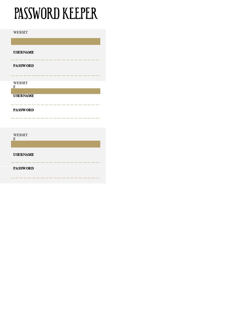 Password Keeper Template 01 | PDF