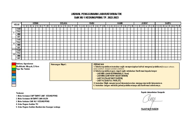 Jadwal Lab TIK | PDF