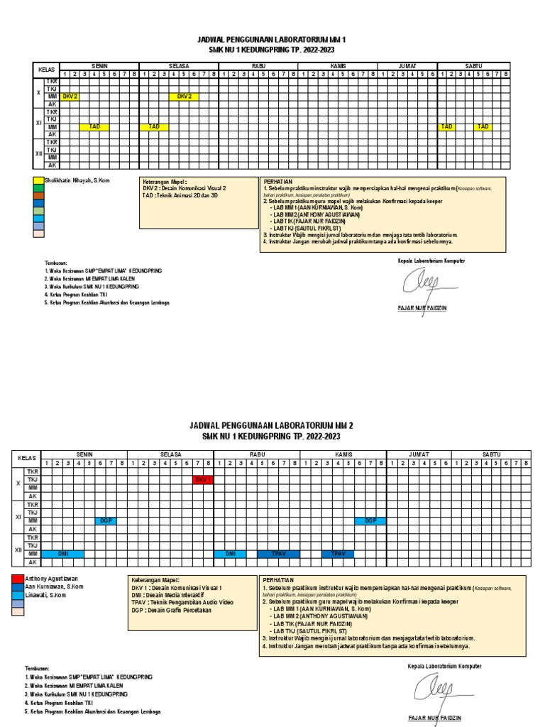 Jadwal Lab 2022-2023 | PDF