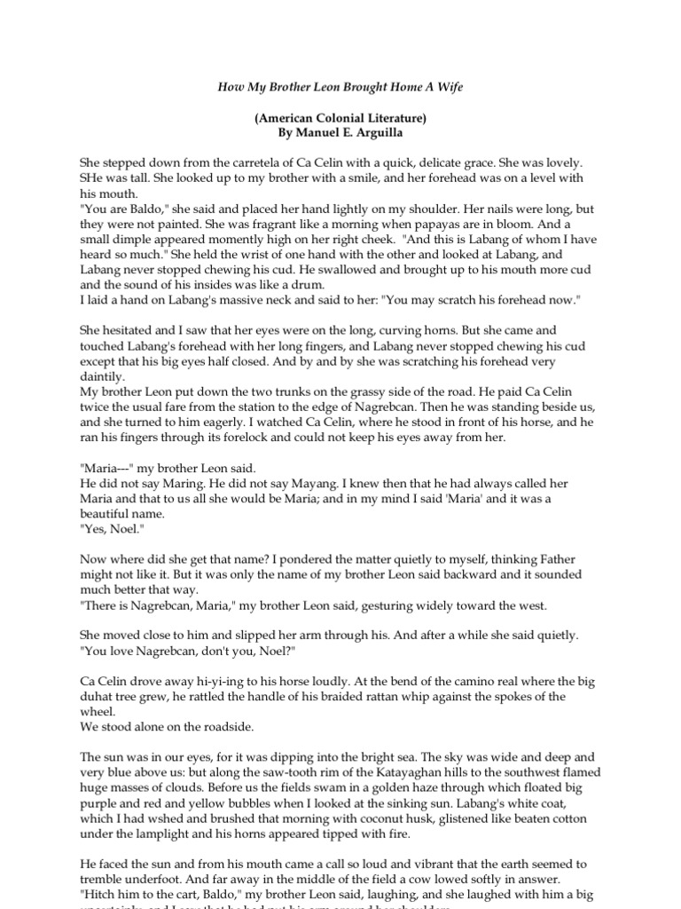 How My Brother Leon Brought Home A Wife | PDF