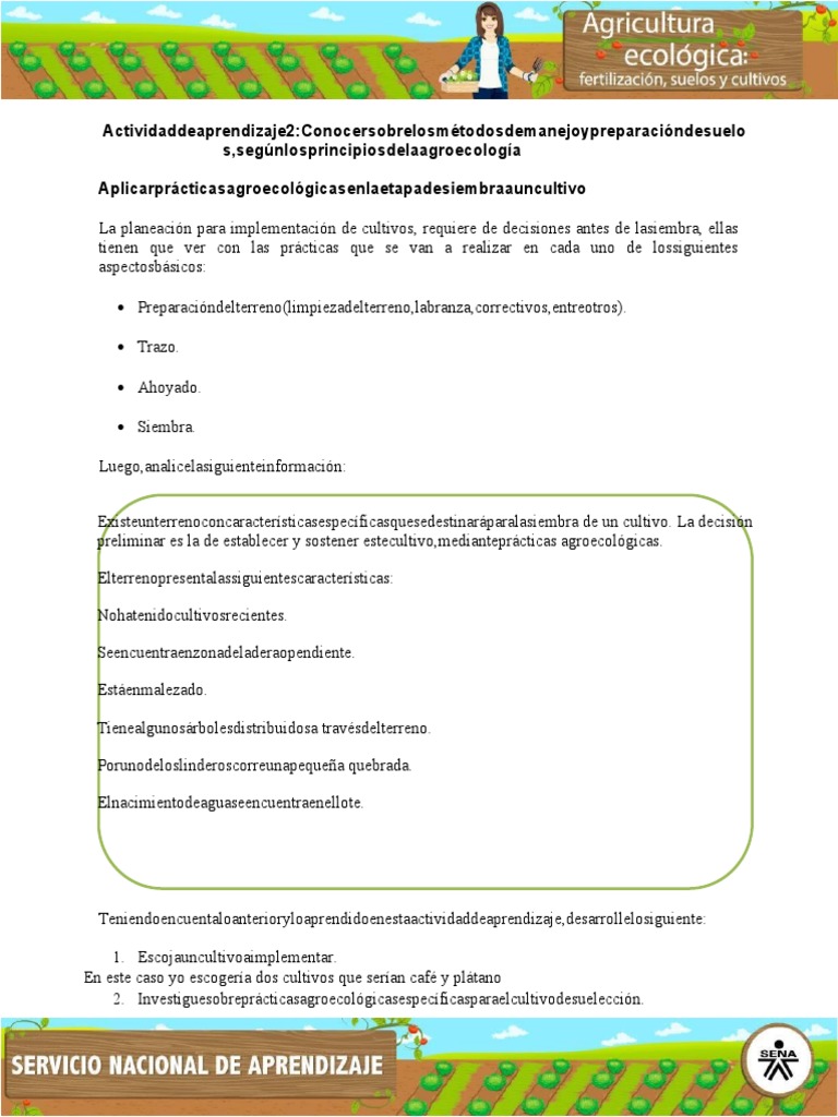 Evidencia Taller Aplicar Practicas Agroecologicas Etapa Siembra Cultivo ...