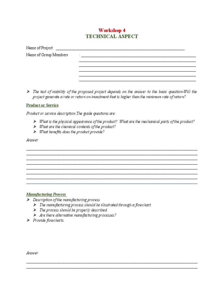 Technical Aspect: Workshop 4 | PDF | Specification (Technical Standard) | Waste Management