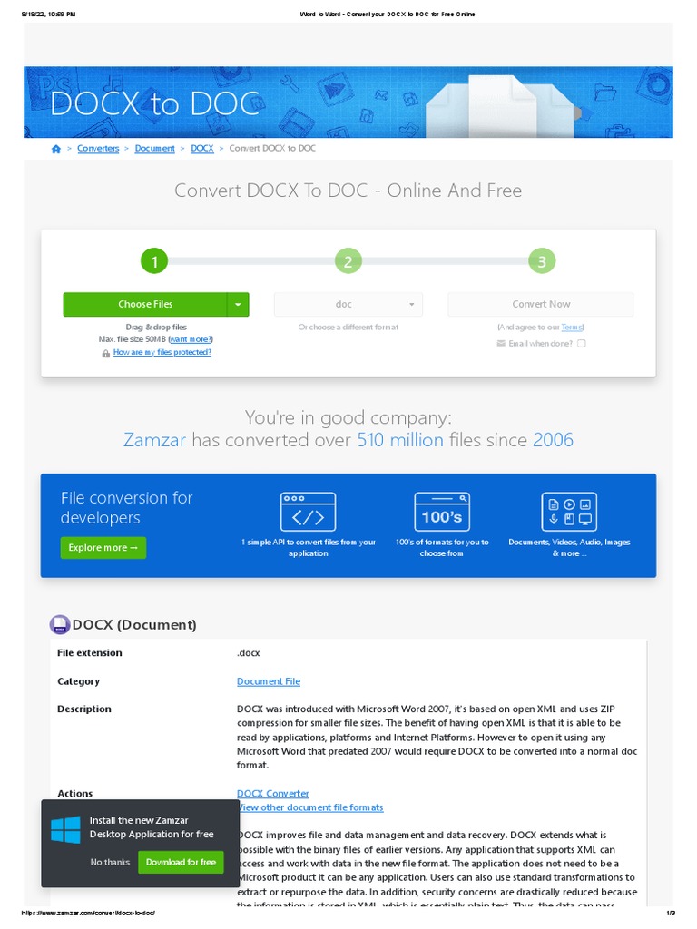 Word To Word - Convert Your DOCX To DOC For Free Online | PDF | File ...