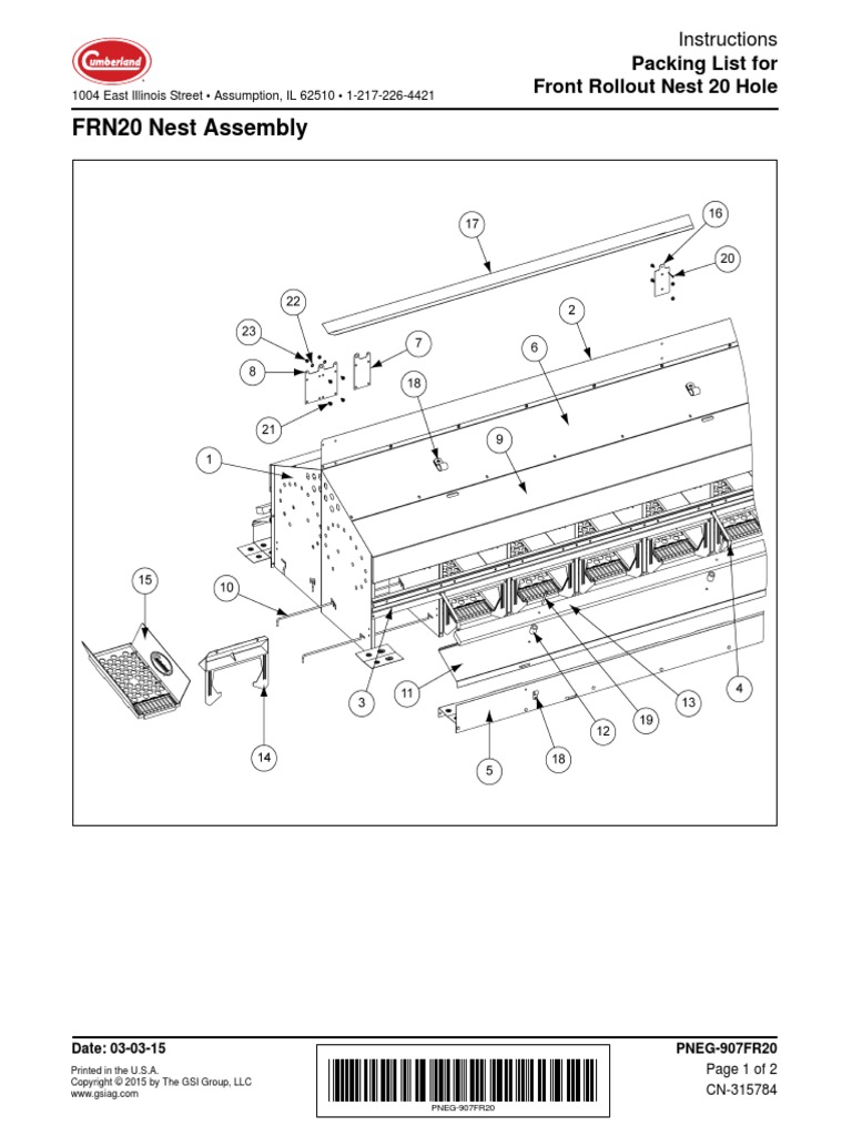 FRN20 Nest Assembly: Packing List For Front Rollout Nest 20 Hole | PDF ...