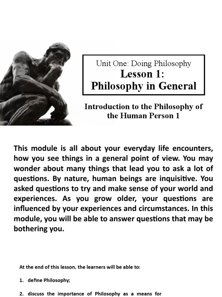 UNIT 1 - LESSON 1 - Philo | PDF | Reason | Knowledge