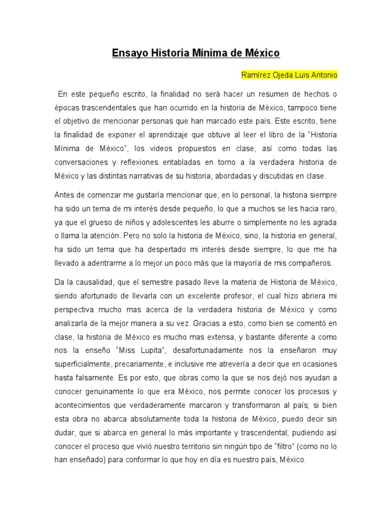Ensayo Historia Mínima de México | PDF | México