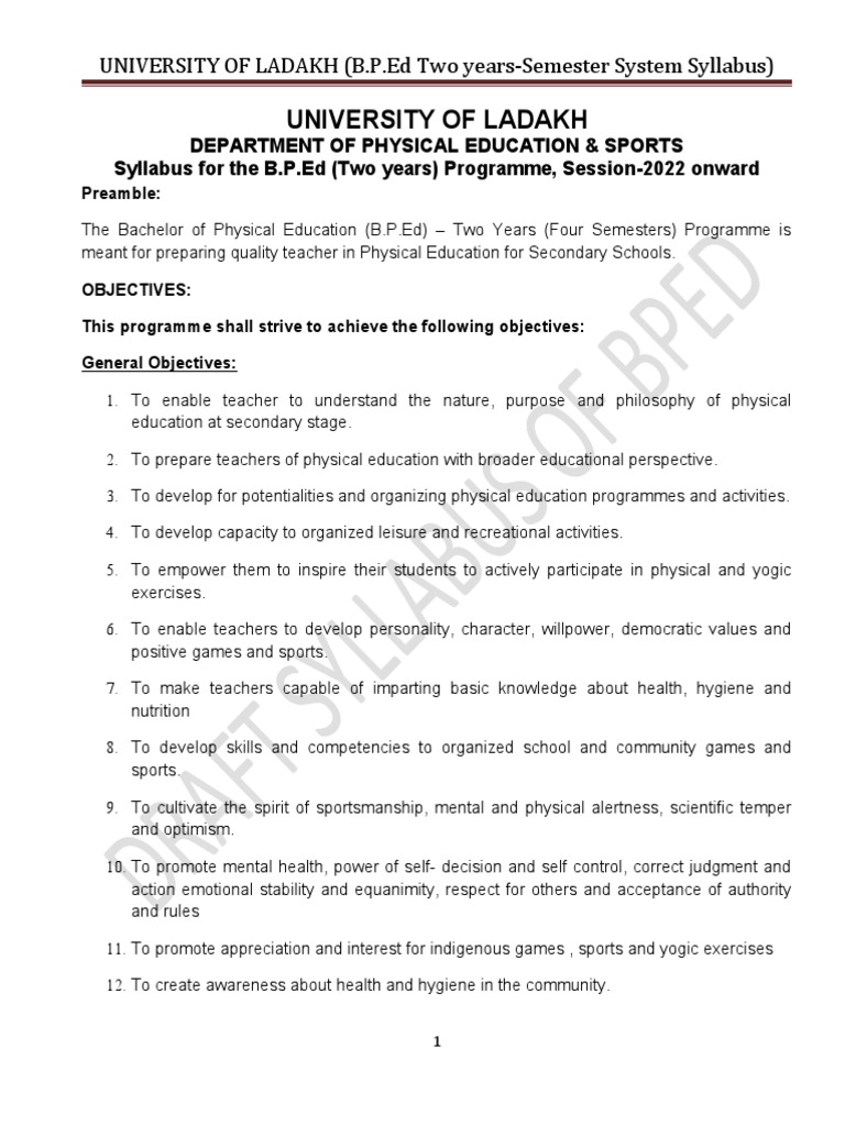 Syllabus Bped Two Year | PDF | Yoga | Asana