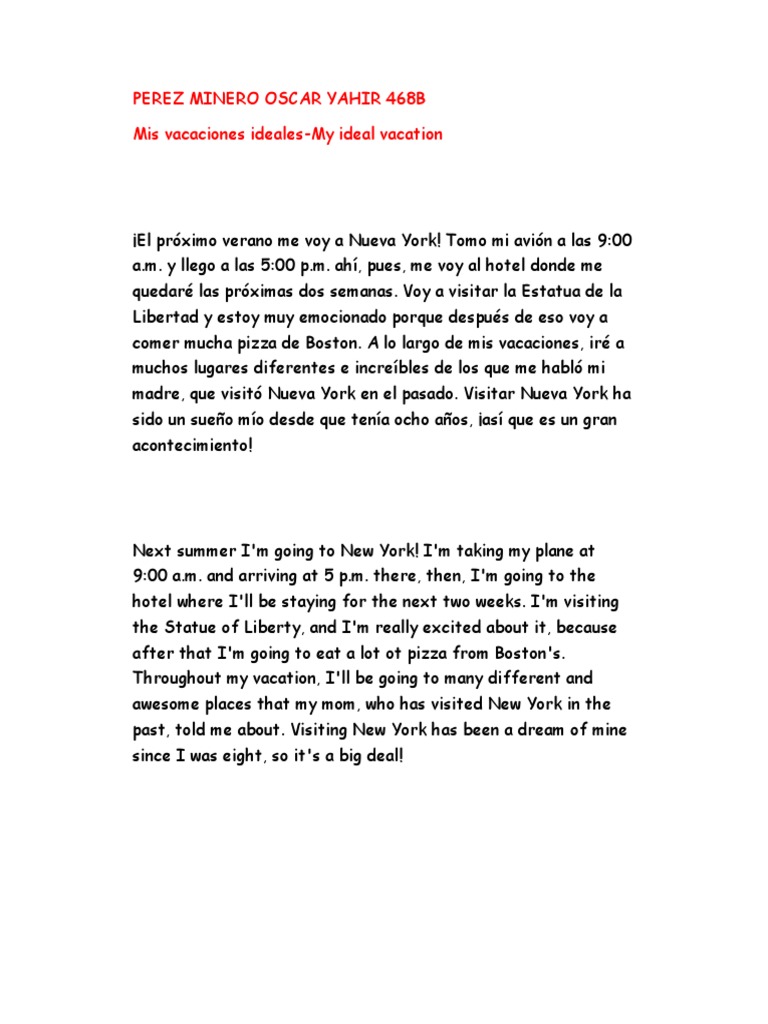 My Ideal Vacation PMOY468B | PDF
