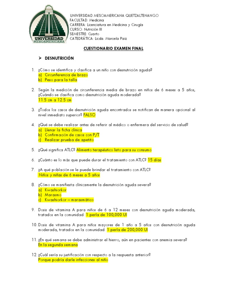 Cuestionario Final Nutri 3 | PDF | Obesidad | Diabetes