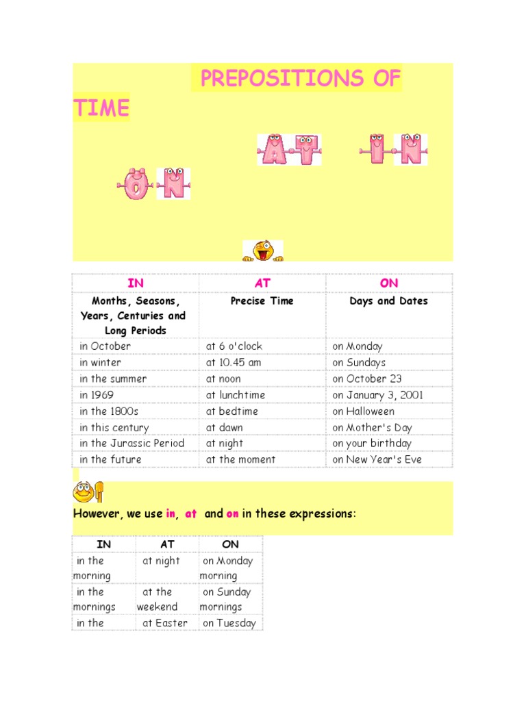 Prepositions of Time | PDF | Christian Festivals And Holy Days | Traditions