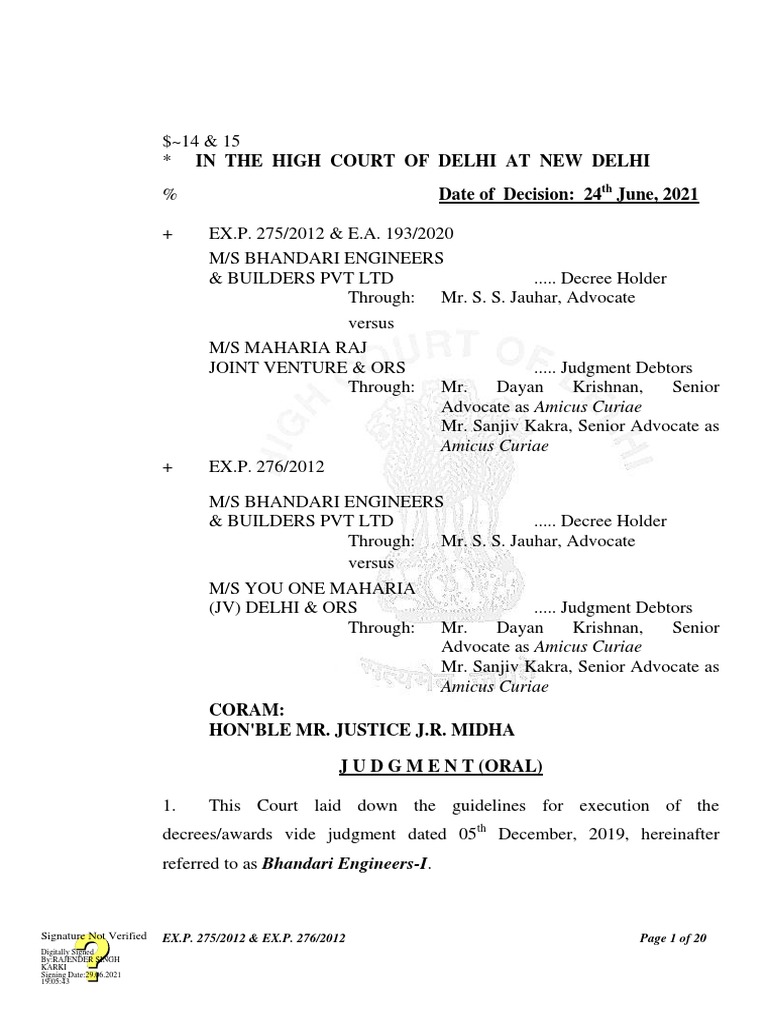 Justice Midha - Affidavit Format For SDM Proceedings - 24th June 2021 Judgment | PDF | Expense ...
