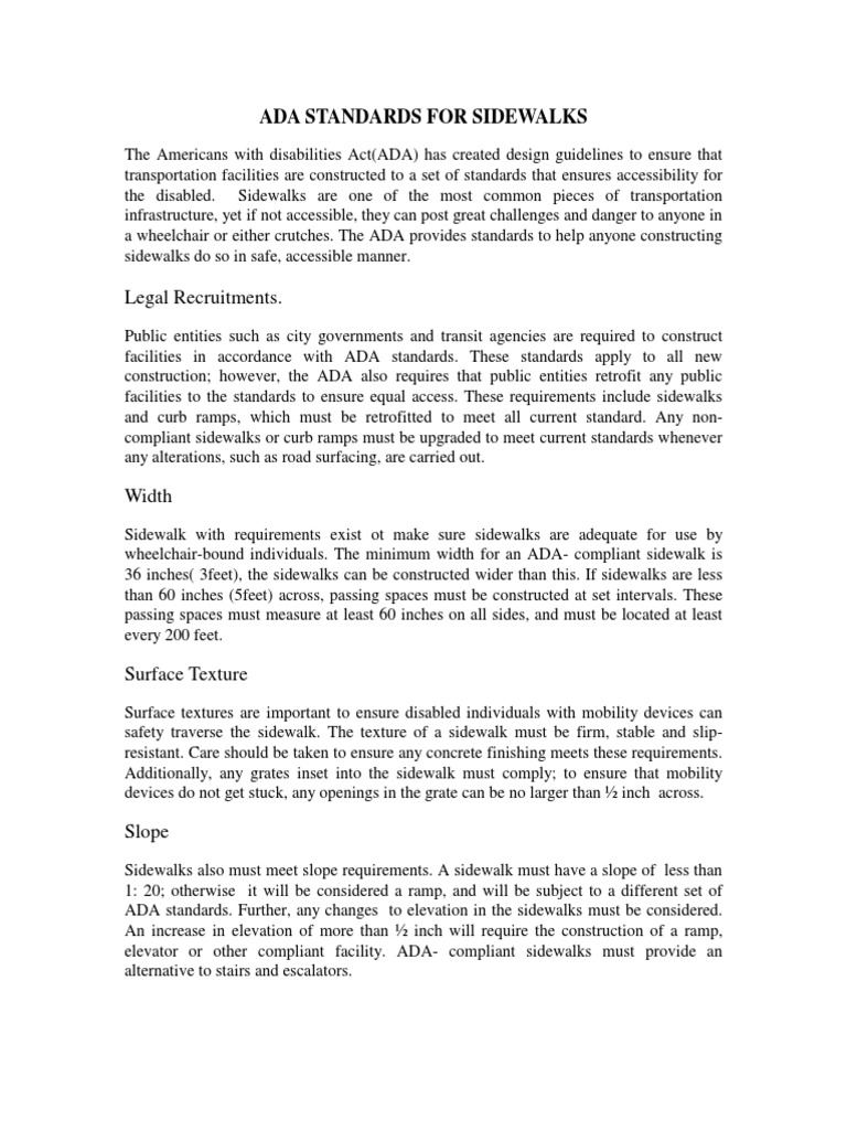 ADA Standards for Sidewalk Widths | PDF | Americans With Disabilities ...