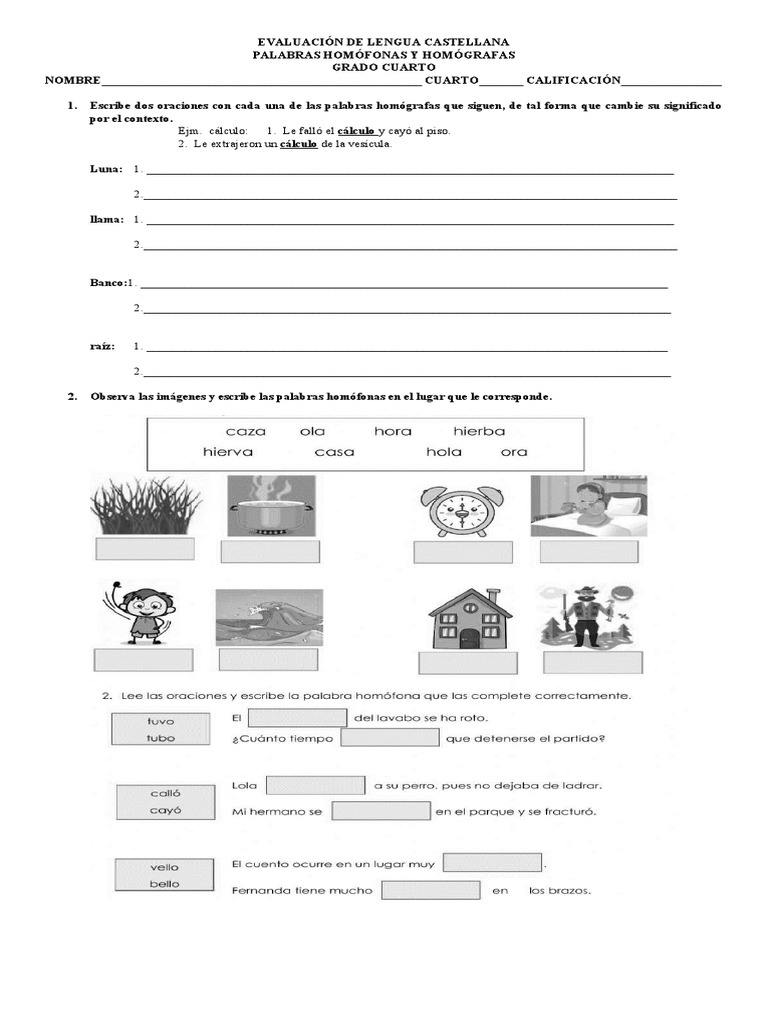 Evaluacion Homofonas-Homografas | PDF