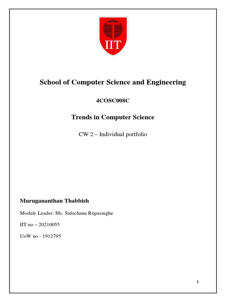 Trends in Computer Science Portfolio | PDF | Internet Of Things ...