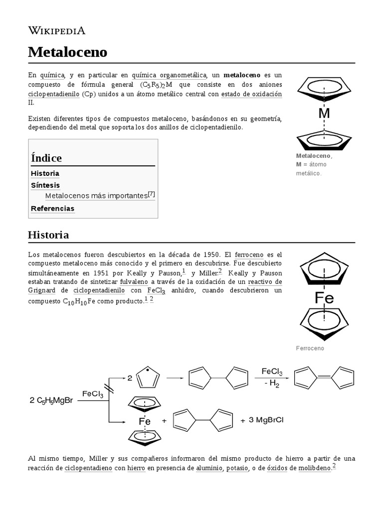 Metaloceno | PDF | Química | Ciencias fisicas