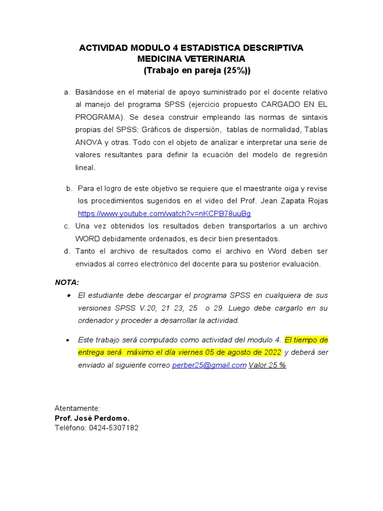 Actividad Modulo 4 Estadistica Descriptiva M.V | PDF | Spss | Estadísticas