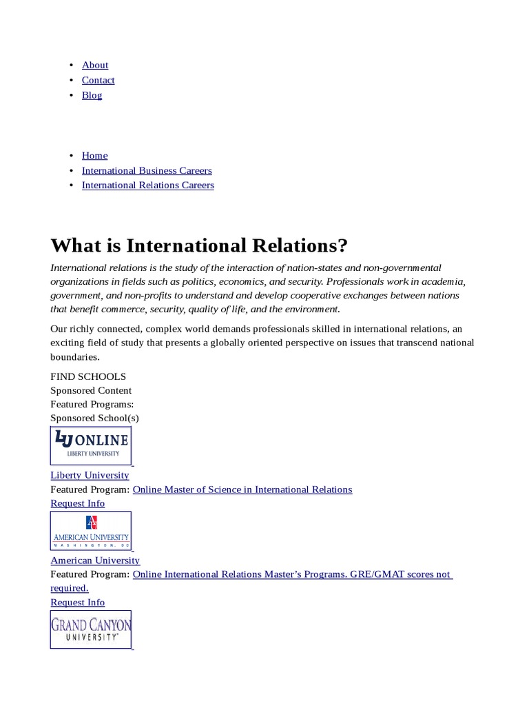 What Is International Relations? | PDF | International Relations | Policy