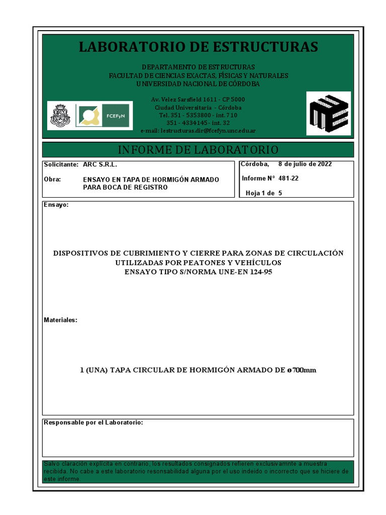 Ensayo Laboratorio Estructuras (3) | PDF | Hormigón | Laboratorios