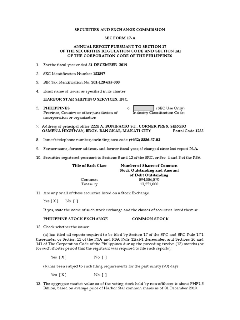 Hsssi Sec - Form.17-A Afs SR 30.june2020 | PDF | Securities (Finance ...