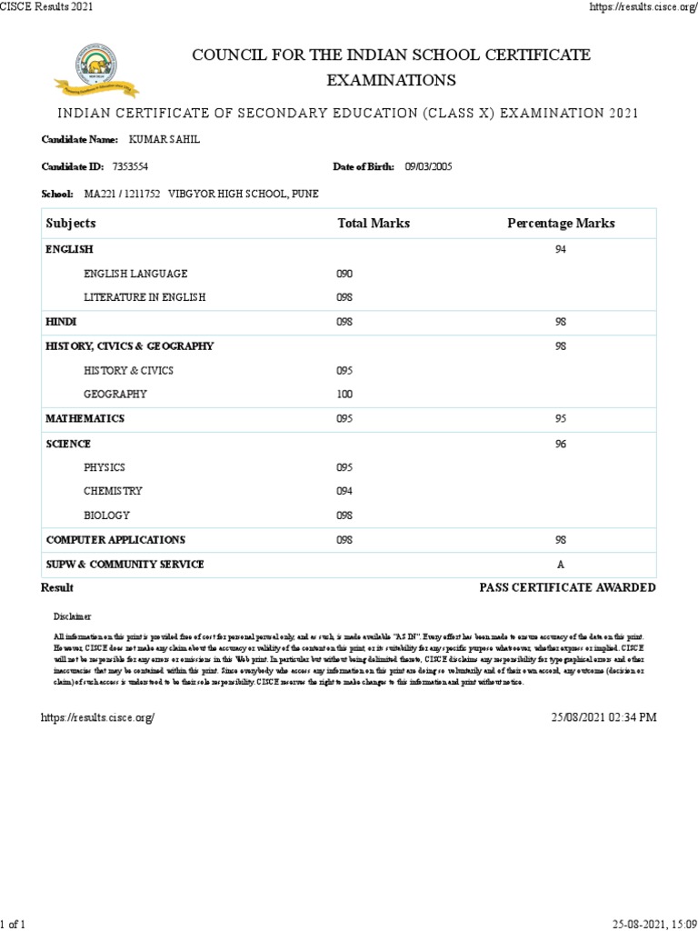 Council For The Indian School Certificate Examinations | PDF ...