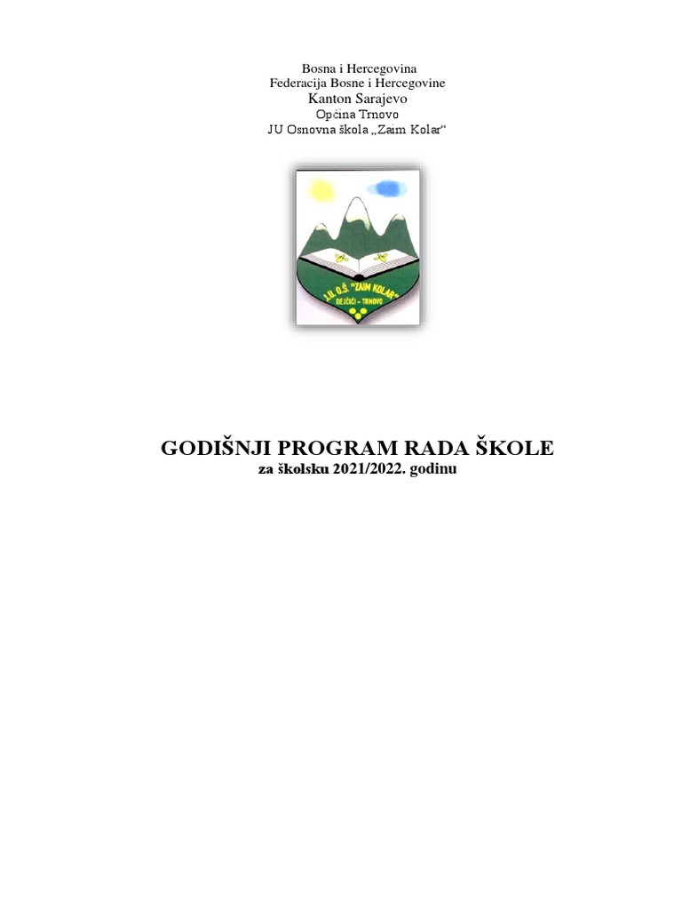 Godisnji Program Rada Skole Za Skolsku 2021 2022 Godinu | PDF
