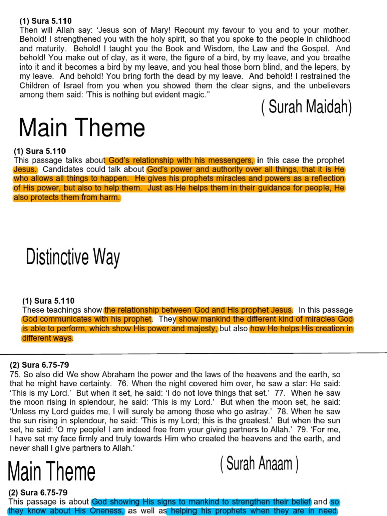 Quranic Themes From Past O Level Papers | PDF | Religious Belief And ...