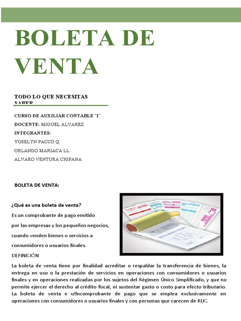 Guía de Boleta de Venta y Uso Tributario | PDF | Impuestos | Los ...