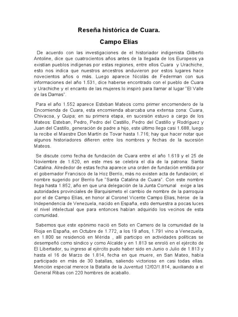 Reseña Histórica de Cuara | PDF