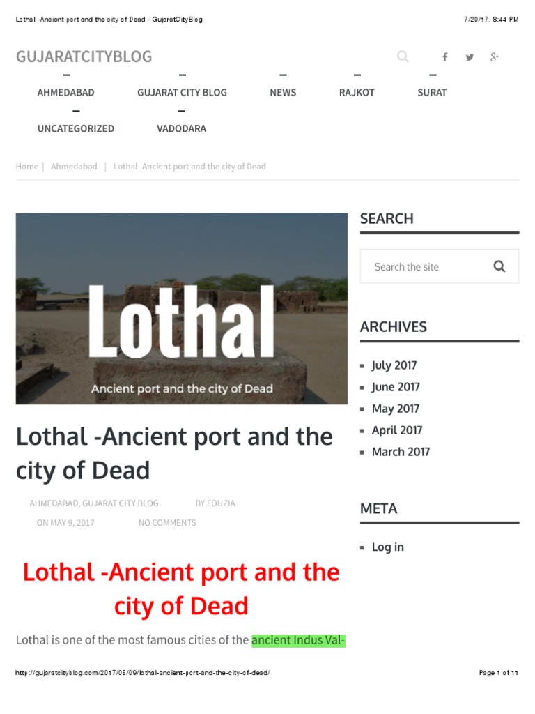 Lothal - Ancient Port and The City of Dead | PDF | Archaeology